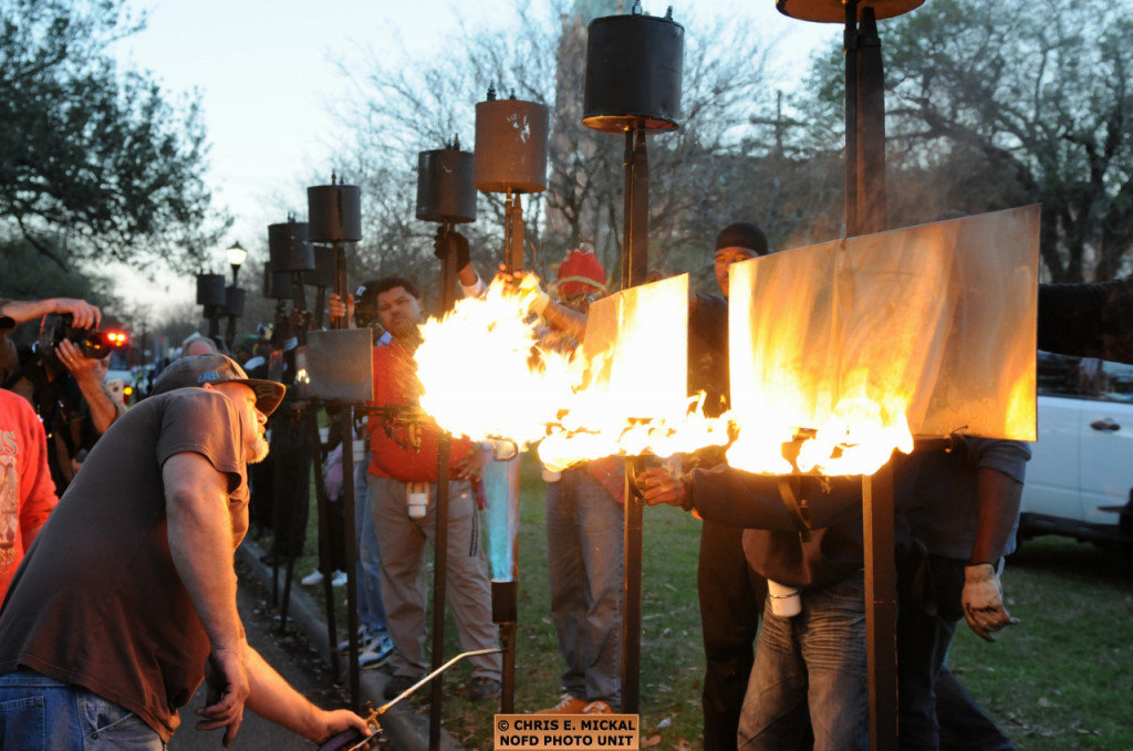 02/07/2013 Mardi Gras Flambeaux Lighting | Fireline Photos